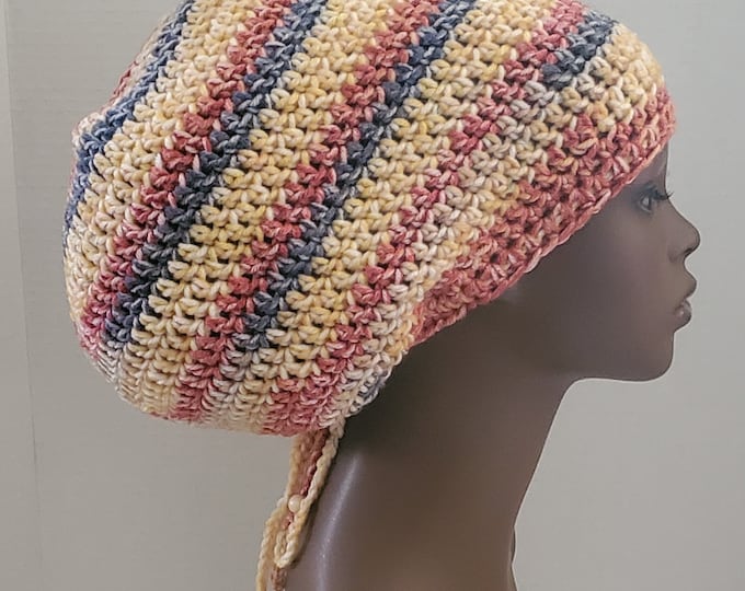 Crochet Dreadlock Tam Hat Cap Primary Colors With Drawstring, Yellow ...