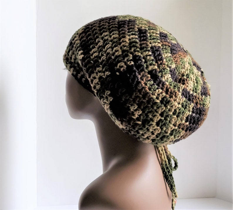 Camouflage Crochet Dreadlock Tam Medium or Large Dread Cap - Etsy