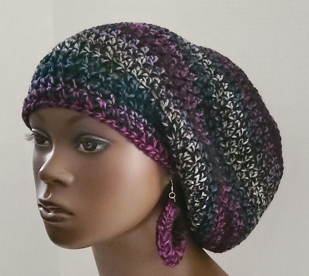 Crochet Dreadlock Tam With Drawstring Earrings Optional, Large Rasta ...