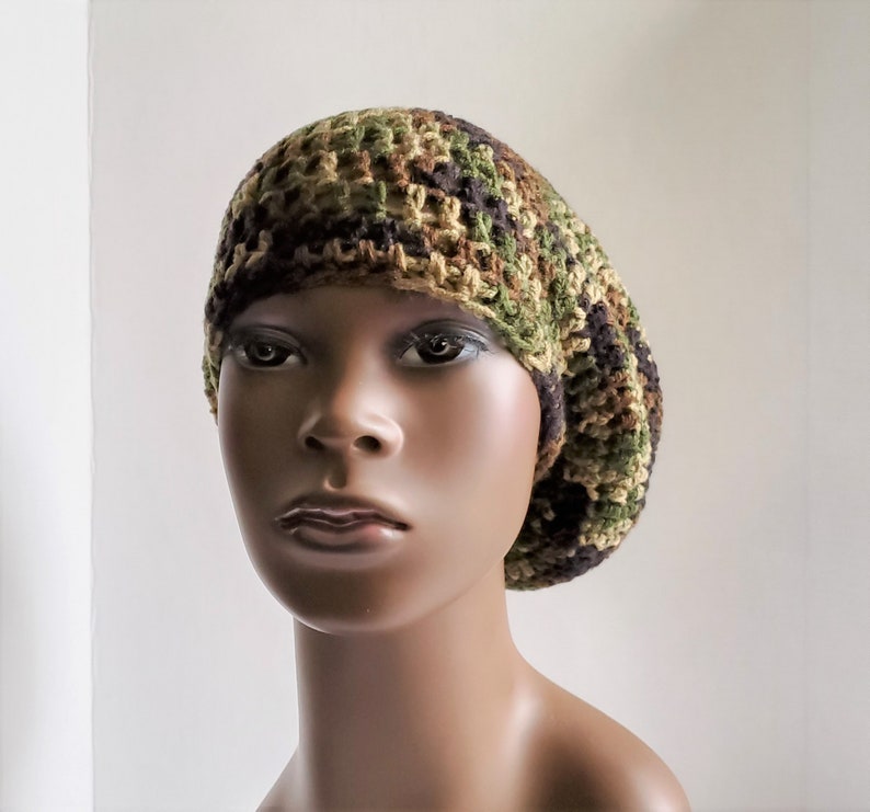 Camouflage Crochet Dreadlock Tam Medium or Large Dread Cap - Etsy