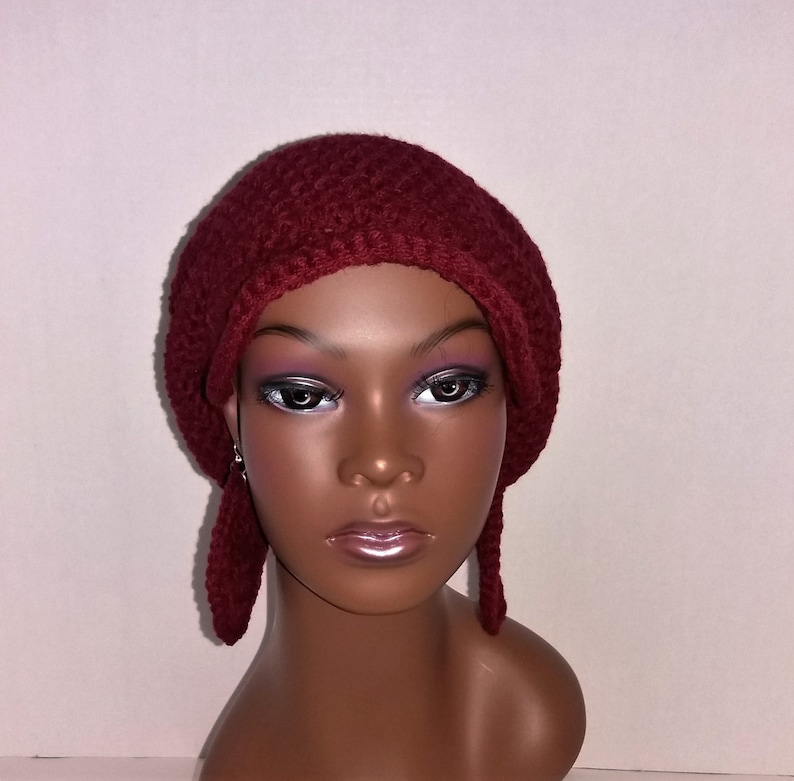 Crochet Brimmed Rasta Tam Hat Cap With Drawstring Cranberry - Etsy