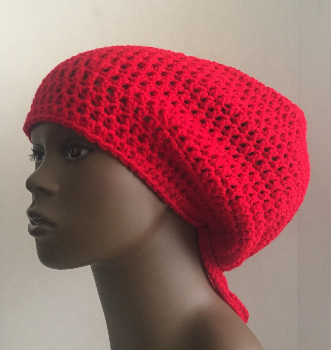 Crochet Dreadlock Tam With Drawstring, Red Large or Medium Rasta Tam ...