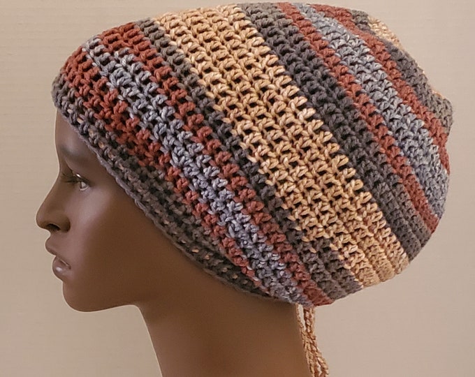 Ready to Ship Crochet Dreadlock Tam Hat Cap With Drawstring, Blue ...