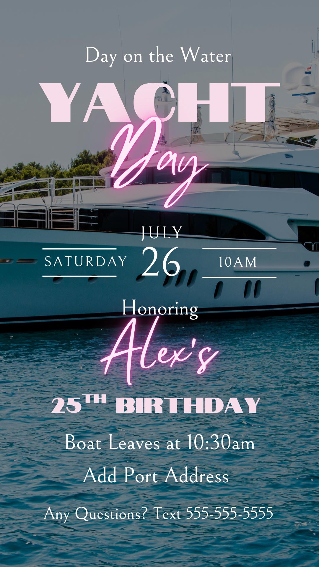 Editable Yacht Party Invitation, Sunset Boat Bash Evite, Cruise ...