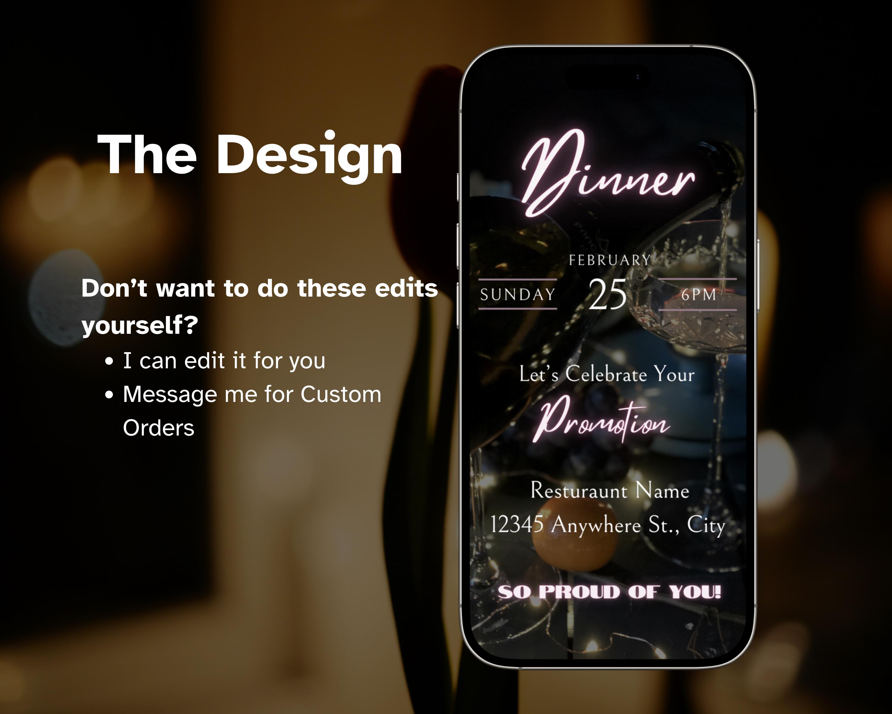 Celebration Dinner Invitation Template, Digital Dinner Invite ...