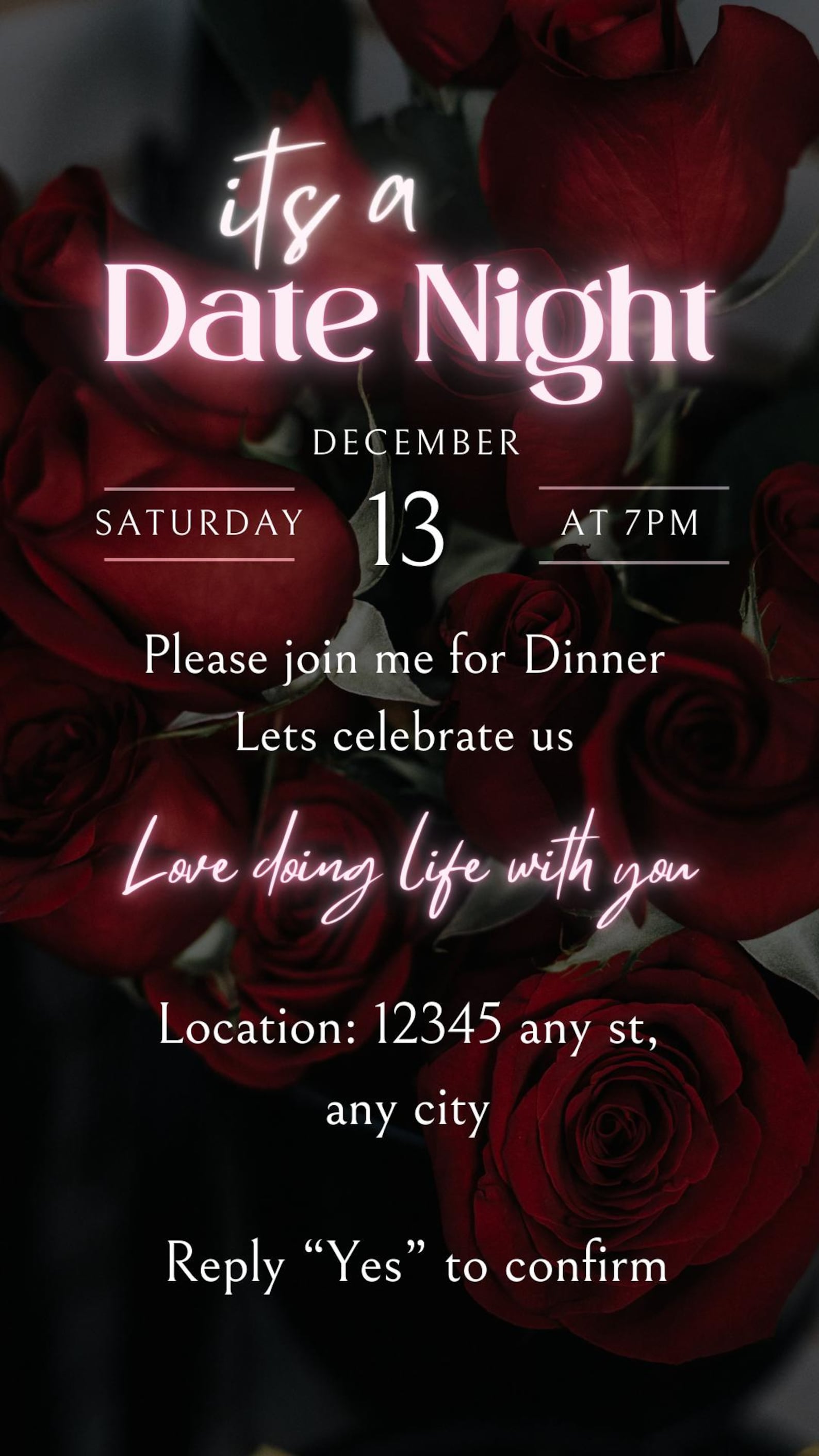 Romantic Date Night Invitation, Dinner Invitation for Couples, Date ...