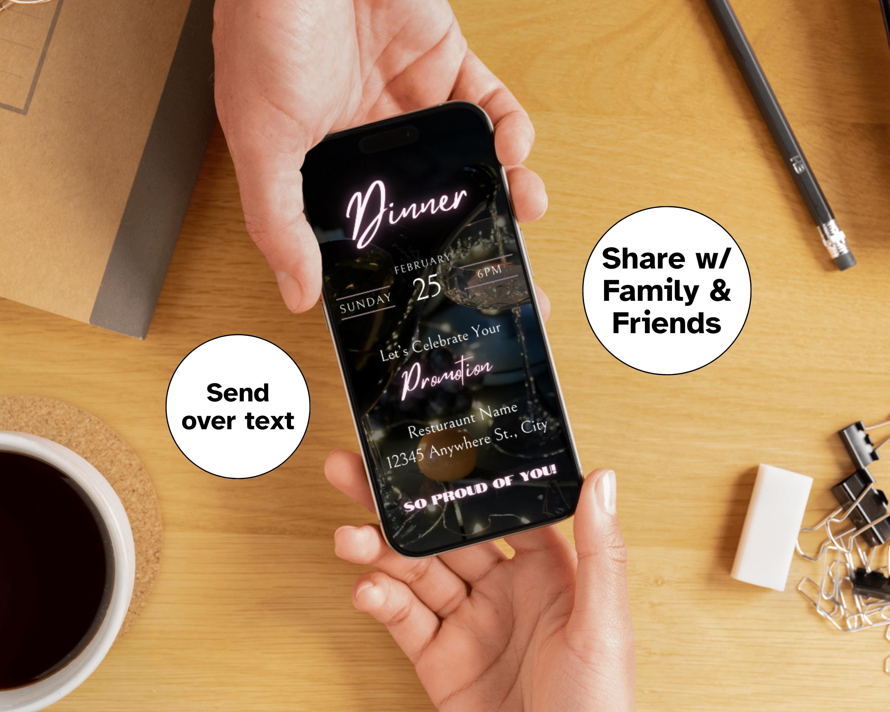 Celebration Dinner Invitation Template, Digital Dinner Invite ...