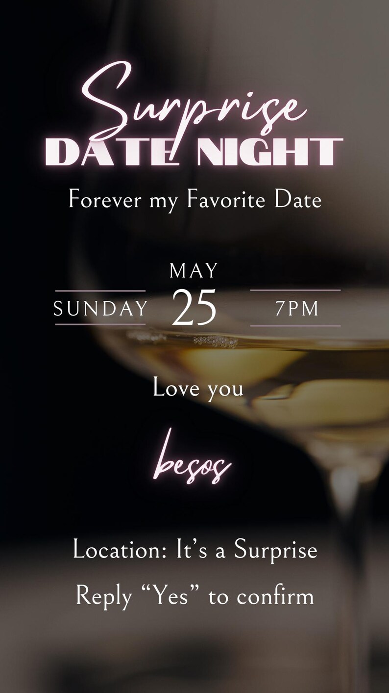 Cute Surprise Date Night Invitation, Anniversary, Special Event Dinner ...