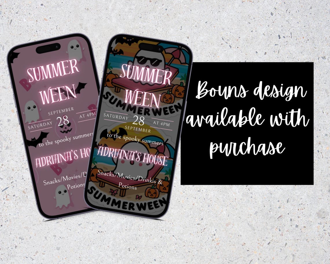 Summerween Party Invitation, Summer Halloween Party Invite, Summer ...