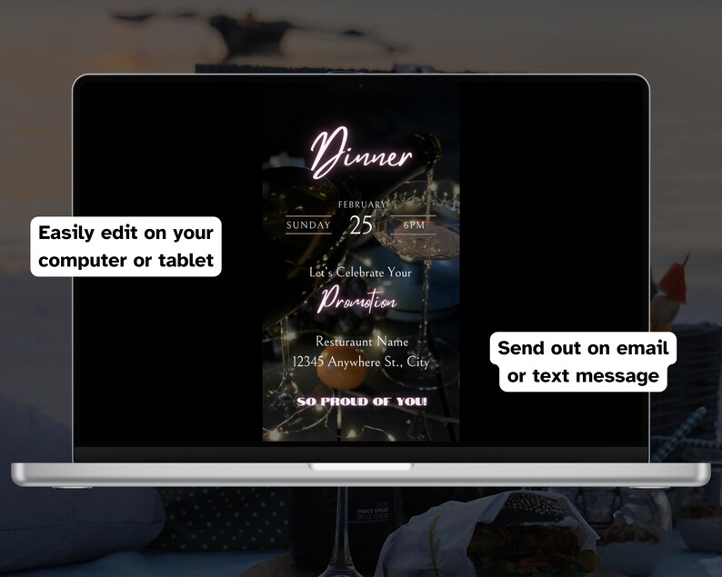 Celebration Dinner Invitation Template, Digital Dinner Invite ...