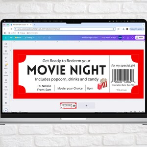 Movie Night Ticket, Custom Date Night Coupon, Date Night Idea, Romantic ...