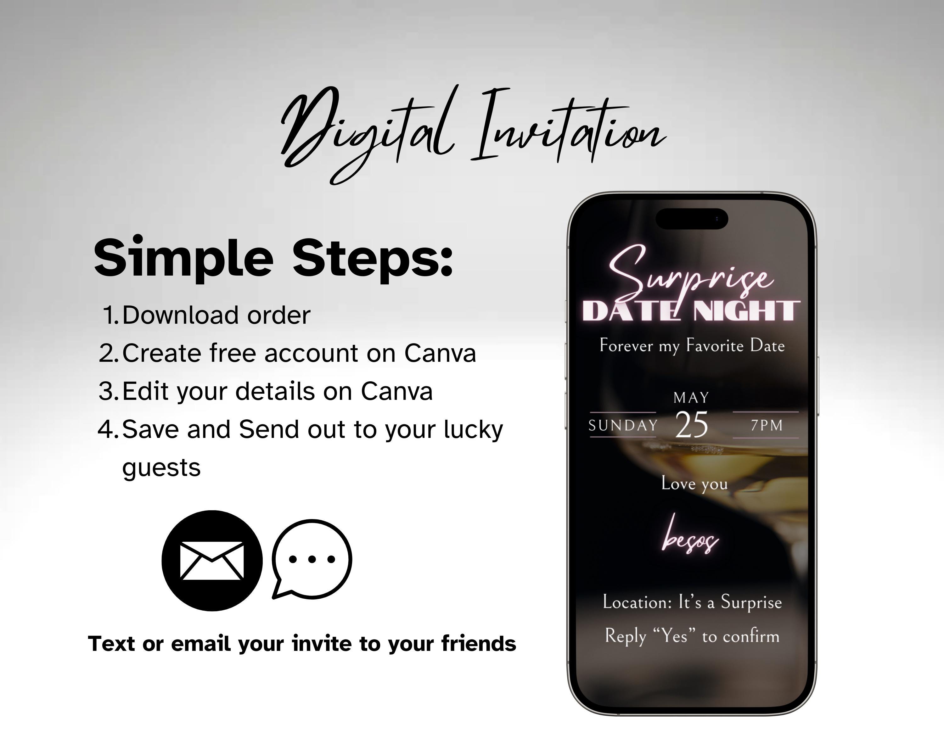 Cute Surprise Date Night Invitation, Anniversary, Special Event Dinner ...
