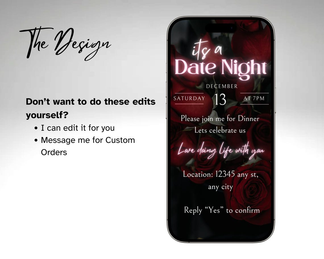 Romantic Date Night Invitation, Dinner Invitation for Couples, Date ...