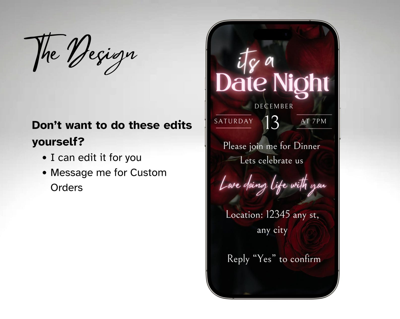 Romantic Date Night Invitation, Dinner Invitation for Couples, Date ...