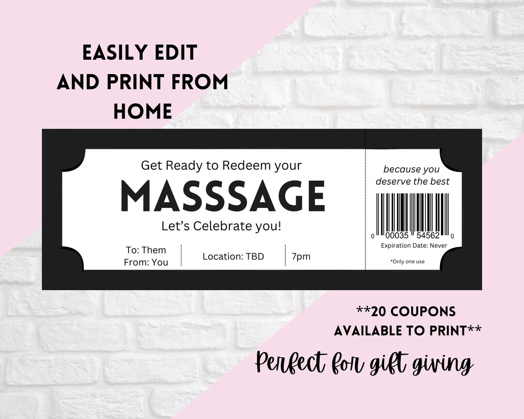 20 Custom Gift Coupons, Printable Vouchers for Couples, Date Night Idea ...