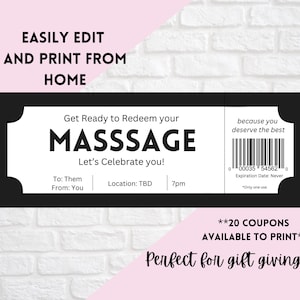20 Custom Gift Coupons, Printable Vouchers for Couples, Date Night Idea ...