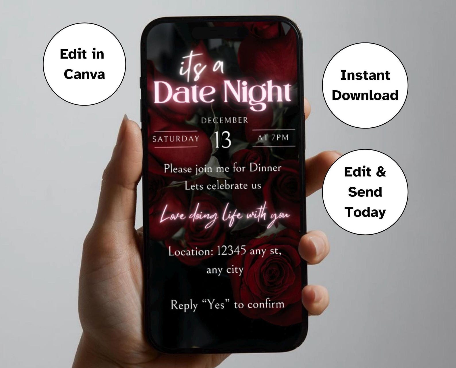 Romantic Date Night Invitation, Dinner Invitation for Couples, Date ...