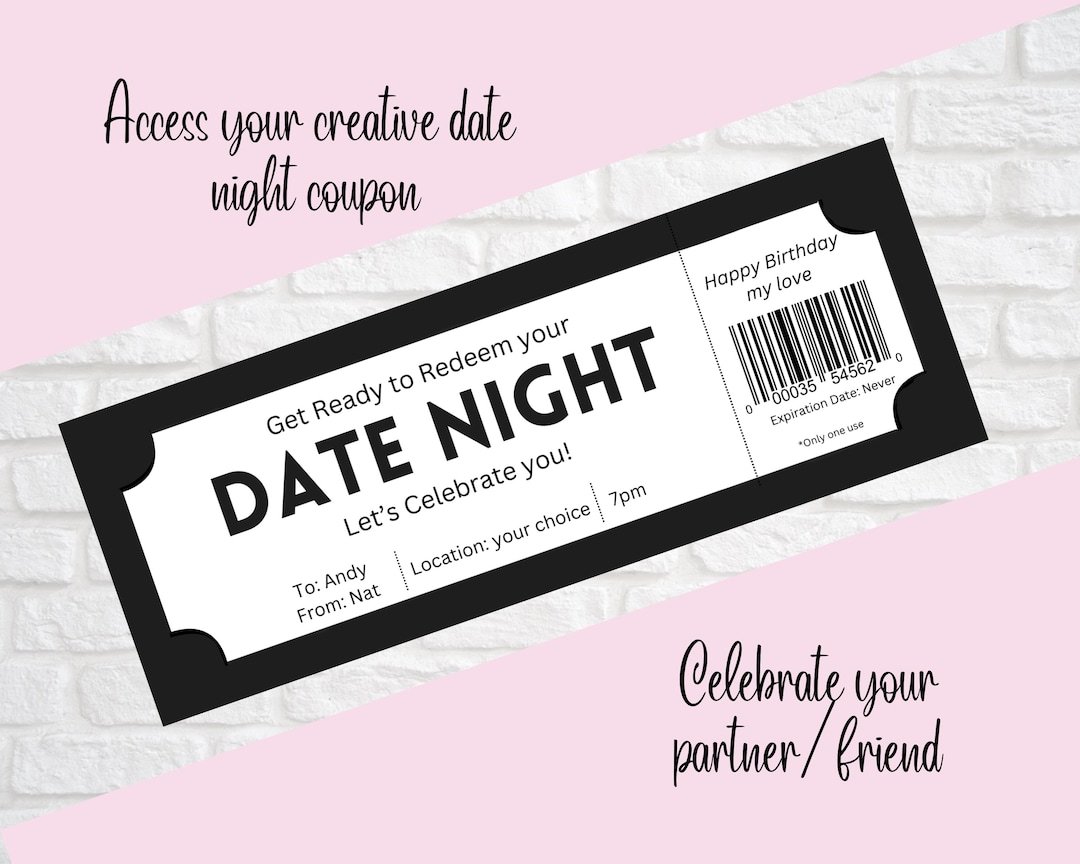 Custom Date Night Coupon, Digital Gift Ticket, Date Night Idea ...