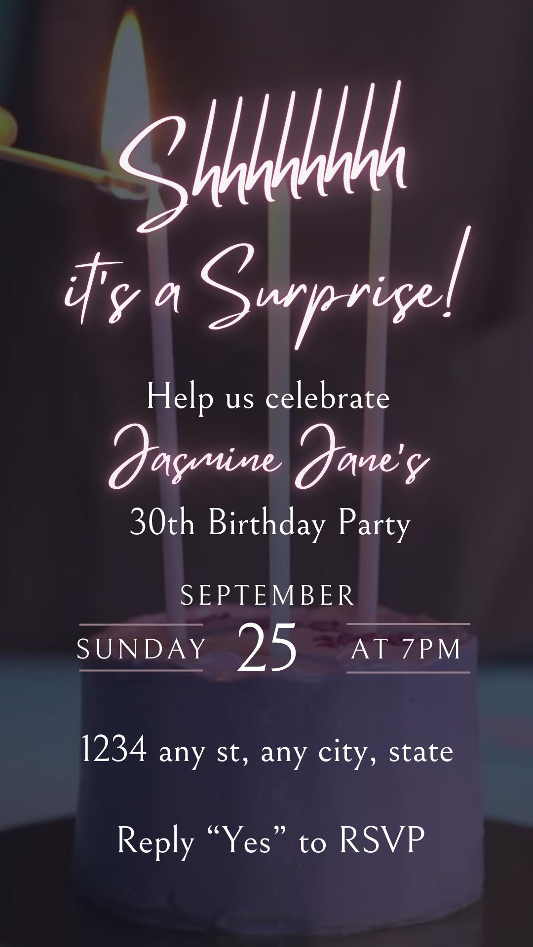 Shhh Its a Surprise Party Invitation, Cute Surprise Party Downloadable ...