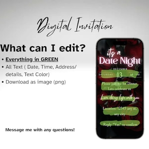 Romantic Date Night Invitation, Dinner Invitation for Couples, Date ...