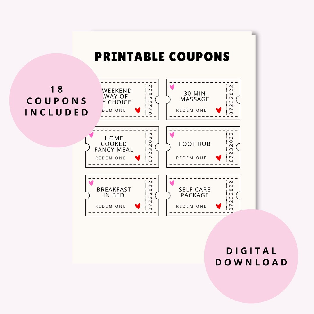 Printable Love Coupons for Couples, Date Night Ideas, Fun and Flirty ...