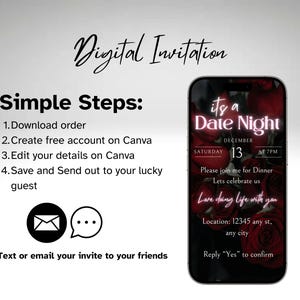 Romantic Date Night Invitation, Dinner Invitation for Couples, Date ...