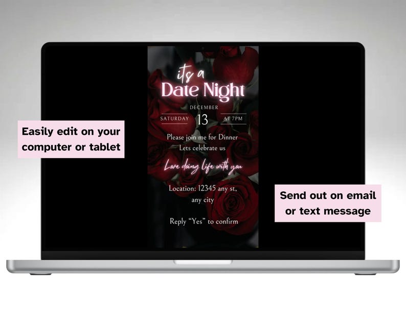 Romantic Date Night Invitation, Dinner Invitation for Couples, Date ...