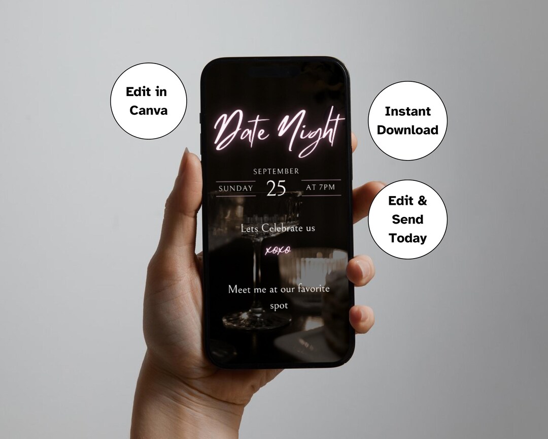 Dinner Date Night Invitation for Couples, Friends, Date Night Digital ...
