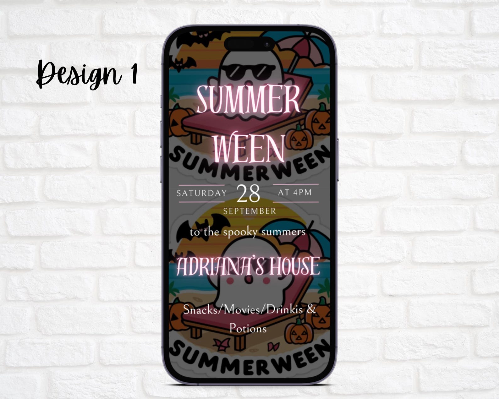 Summerween Party Invitation, Summer Halloween Party Invite, Summer ...