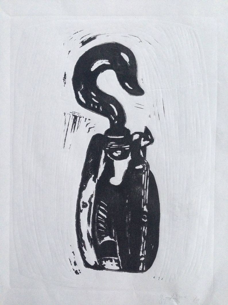 9x12 Vintage Wooden Snatch Block Linocut Print - Etsy