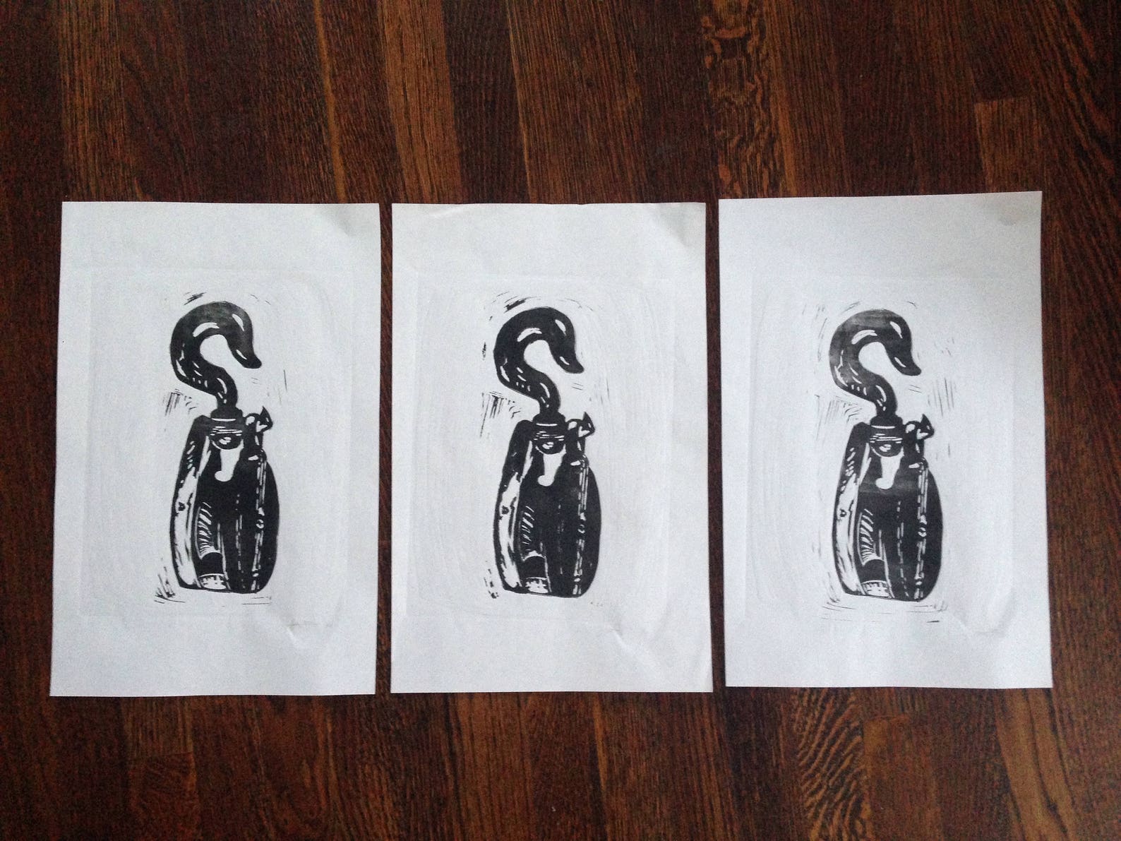 9x12 Vintage Wooden Snatch Block Linocut Print - Etsy