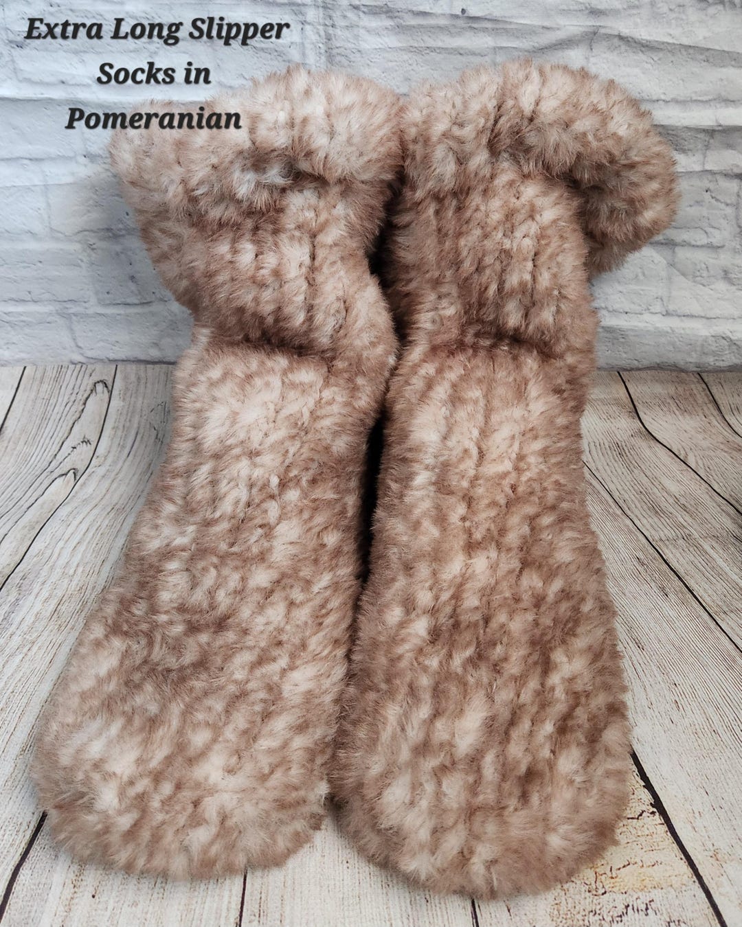 Extra Long Loom Knit Slipper Socks - Faux Fur - Super Soft! Pomeranian ...