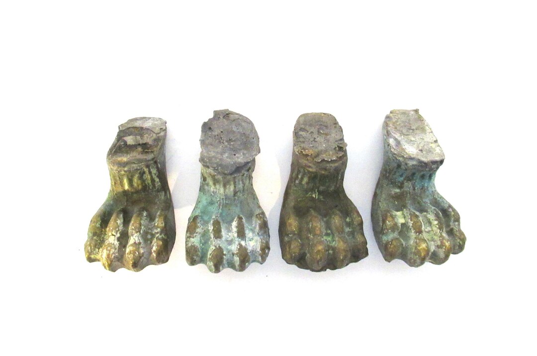 Antique Brass Lion Feet, Set of 4 Lion Paws, Claws / Feet, Cabinet ...