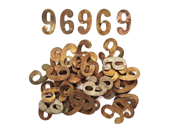 ONE Antique Six or Nine Number 6 or 9 Authentic Shabby Brass - Etsy