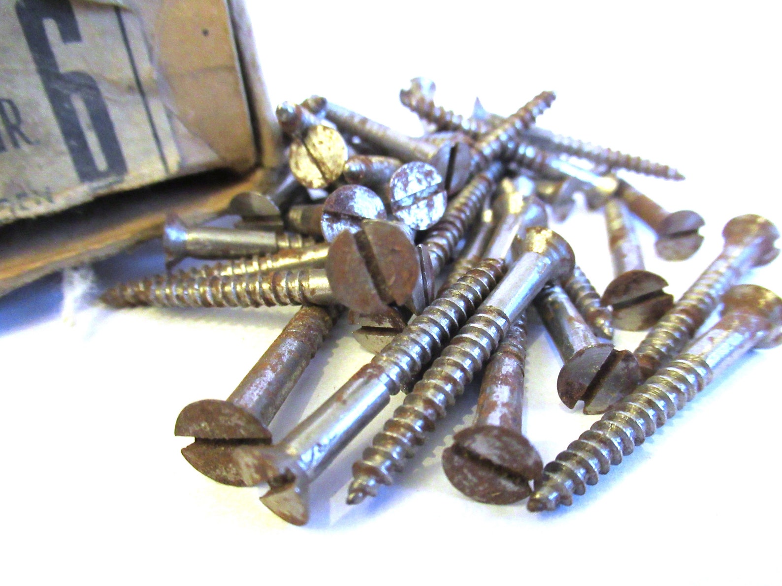 Antique Rusty Flat Head Screws - Restauration Iron Slotted Fasteners ...