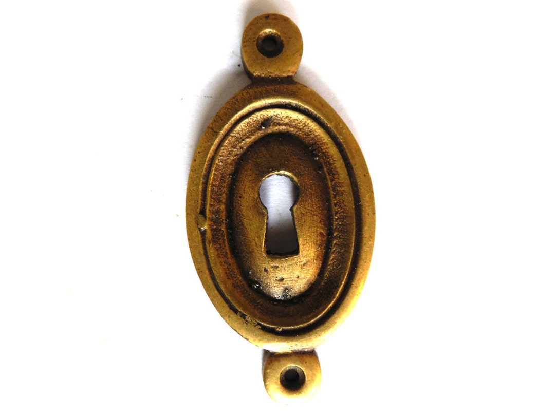 1 (ONE) Oval Keyhole Cover, Antique Brass Escutcheon, Key Hole Frame ...