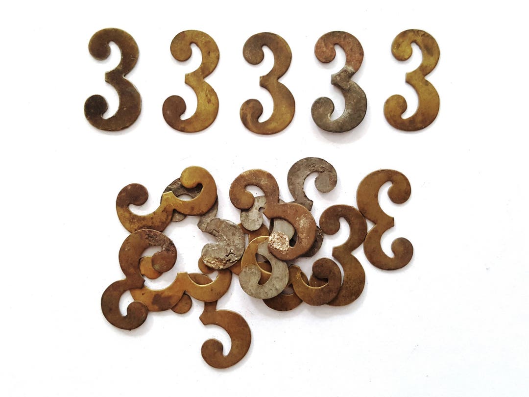 ONE Antique Three, Number 3, Authentic Shabby Brass Number Three. Room ...