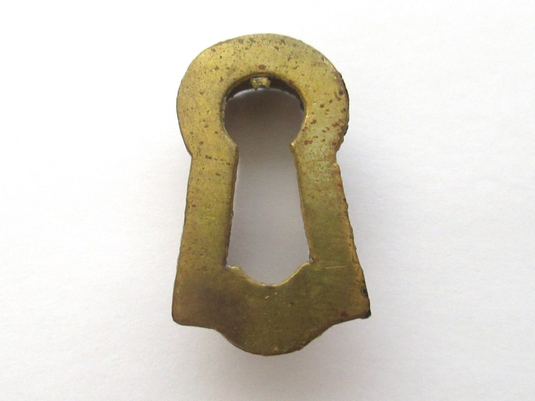1 ONE Tiny Antique Brass Keyhole Insert. Distressed Hardware ...