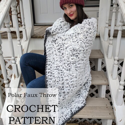 PATTERN: Polar Faux Throw Crochet Faux Fur Throw Blanket | Etsy