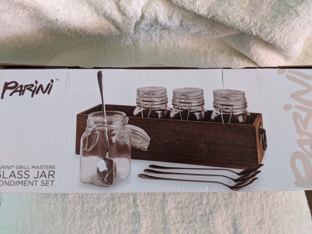 Brand New Parini Grill Masters Glass Jar Condiment Containers Set - Etsy