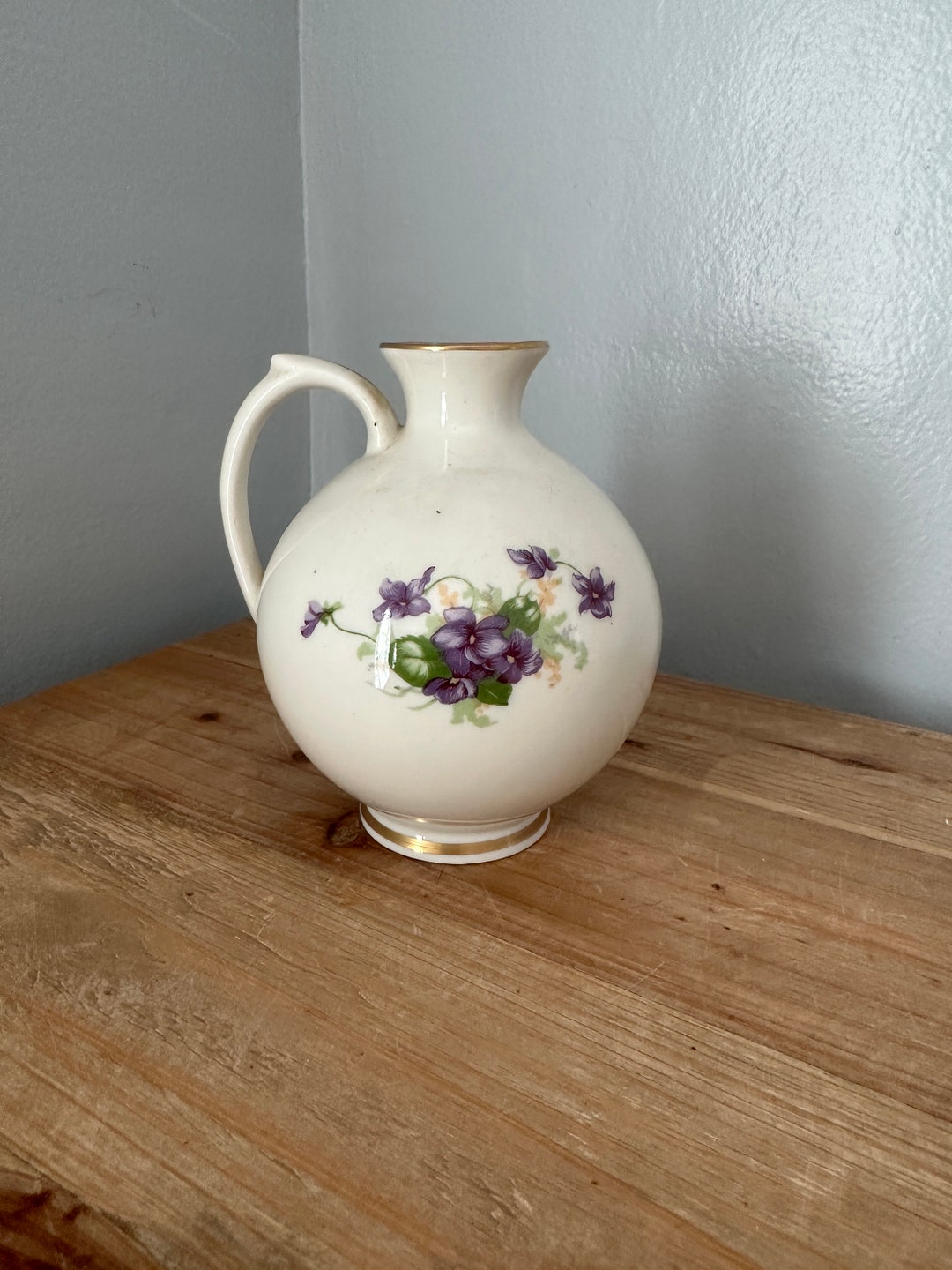 Vintage Small Rubel Designs Vase With Voilet Painted Flowers - Etsy