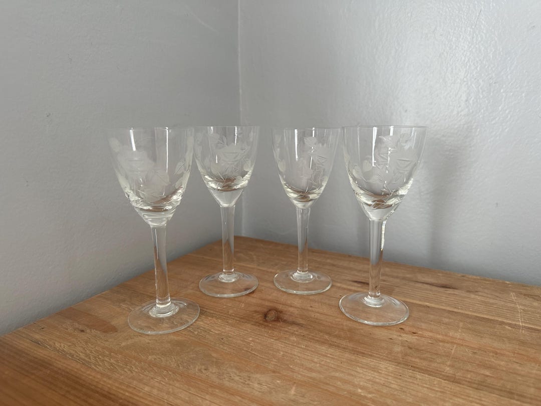 Set of 4 Etches Glass Cordial Glasses - Etsy