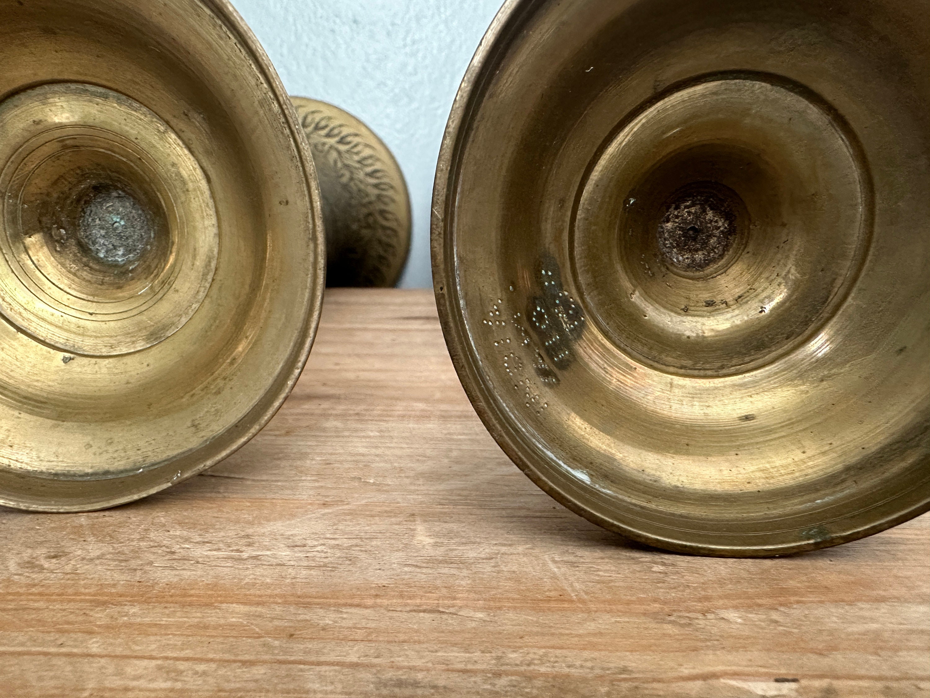 Set of 2 Bronze Engraved Trumpet Style Vases - Etsy