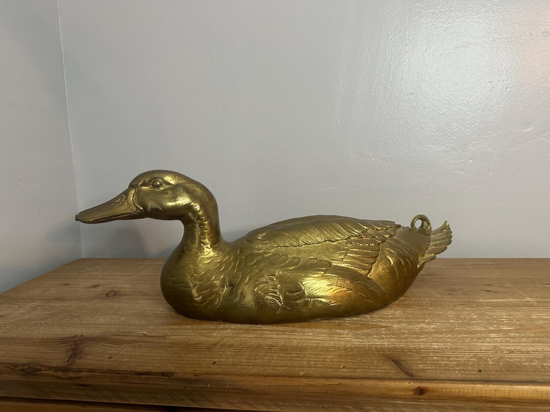 Vintage Large Gold Tone Brass Duck Decoy - Etsy