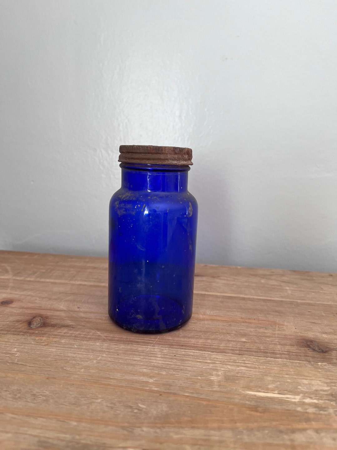 Vintage Cobalt Blue Glass Merck Bottle - Etsy