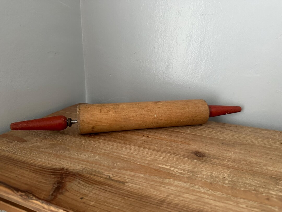 Vintage Red Handled Rolling Pin - Etsy