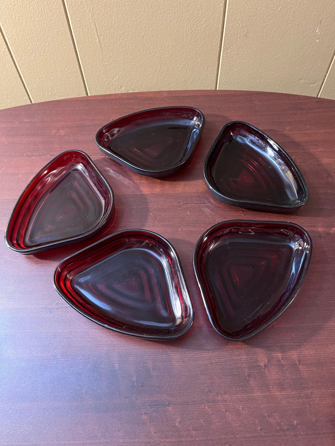 Anchor Hocking Manhattan Depression Glass Ruby Red Relish Dishes - Etsy