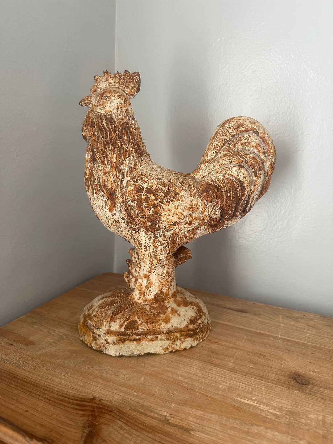 Antique Rusty Cast Iron Rooster - Etsy