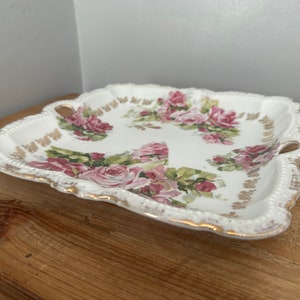Antique Rose Decal Plate With Gold Edges - Etsy