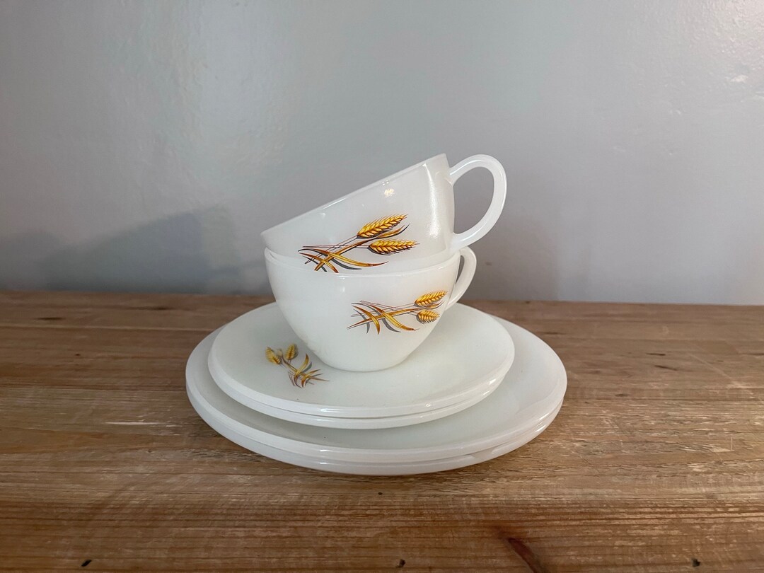 Fire King Wheat Pattern Cup and Saucer Set With Small Plates - Etsy